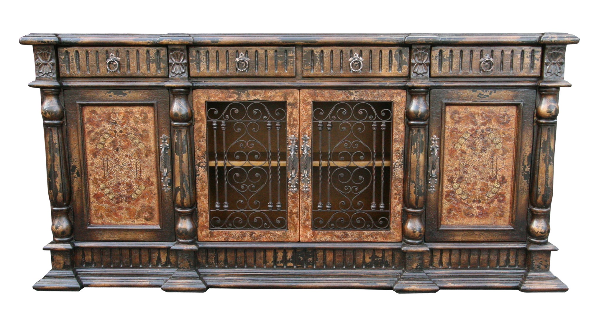 SANTA MARIA BUFFET LONG W/FRONT IRON DOORS - Casa Bonita