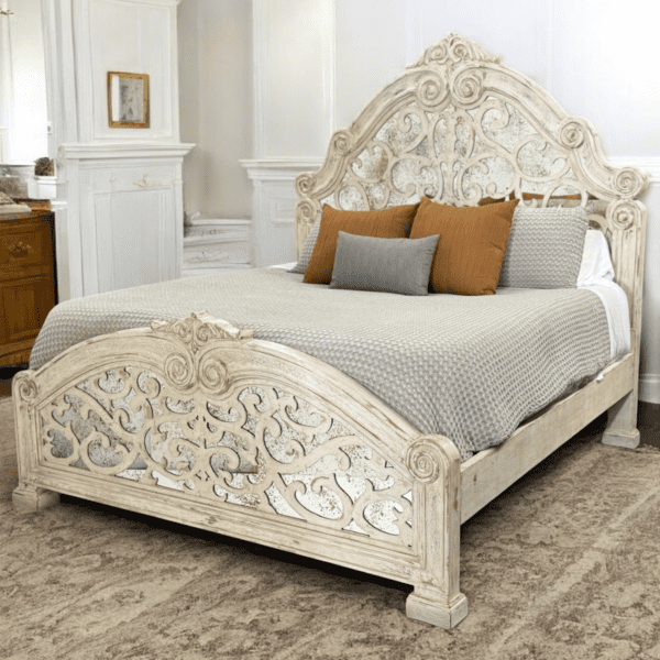 RAQUEL BED KING VINTAGE WHITE - Casa Bonita